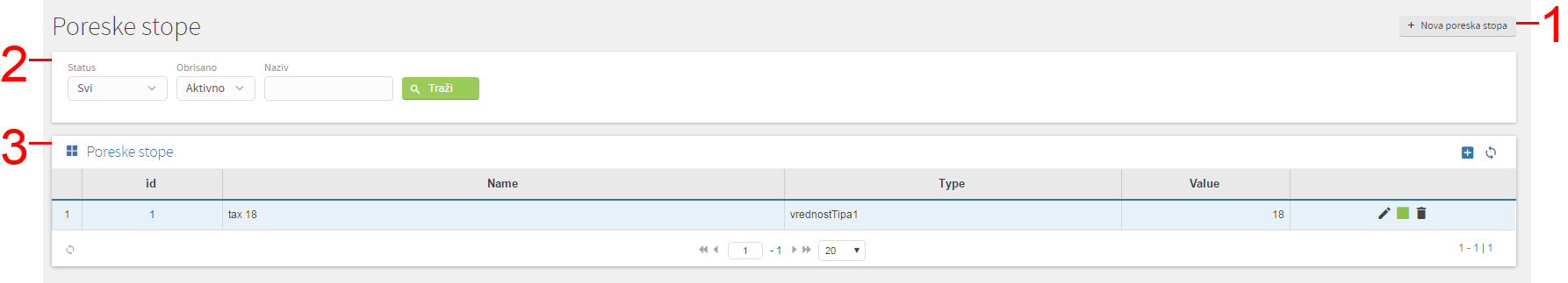 Poreske stope | NB SHOP
